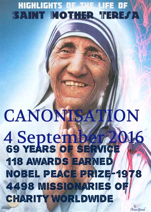 Saint of the Day – 5 September – St Mother Teresa of Calcutta MC ...